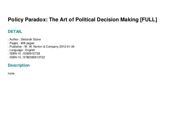 Policy Paradox: The Art of Political Decision Making [FULL]