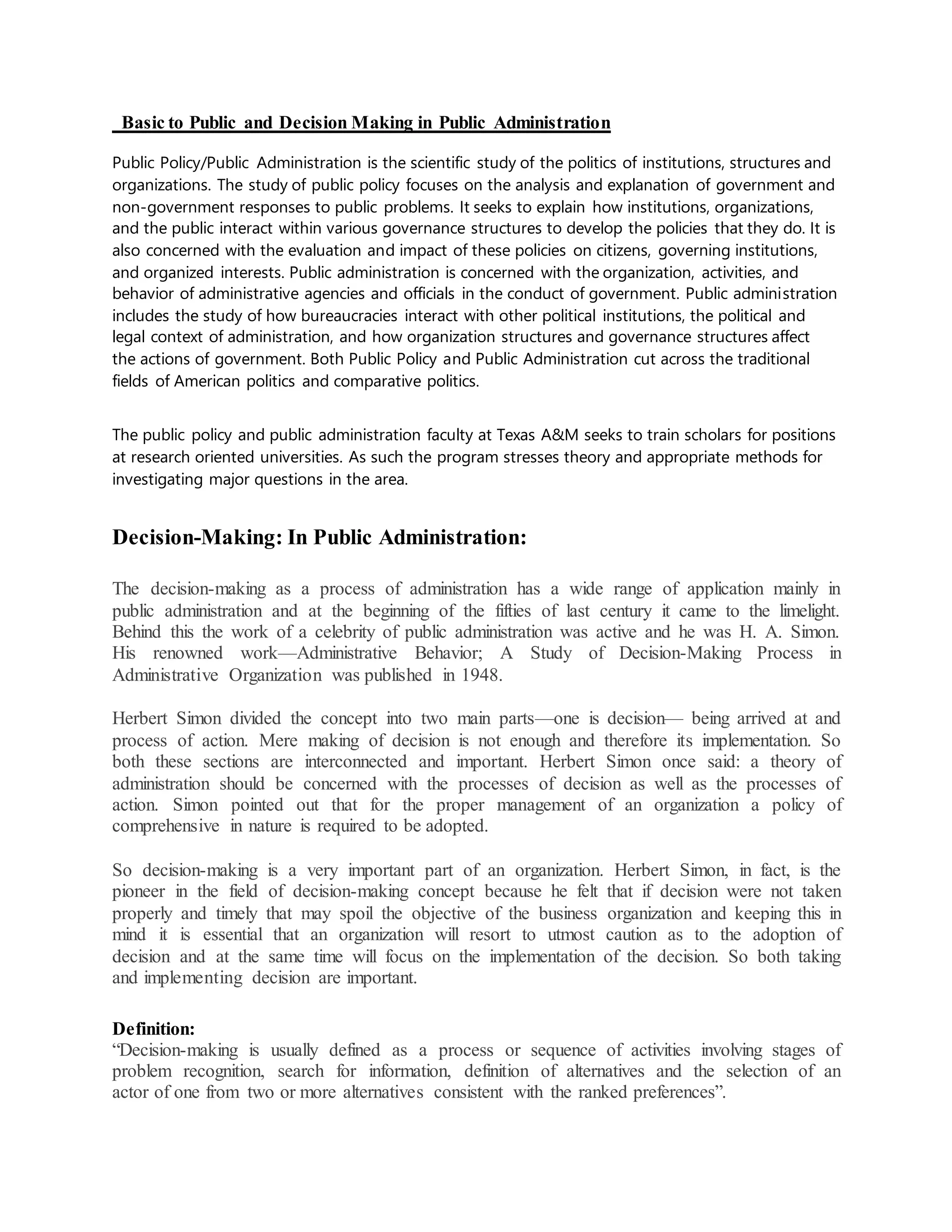 Policy analysis and decision making((Frontier of Public Administration ...