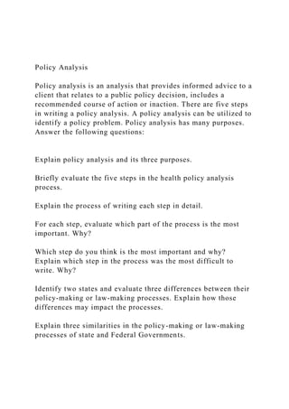 Policy AnalysisPolicy analysis is an analysis that provides .docx