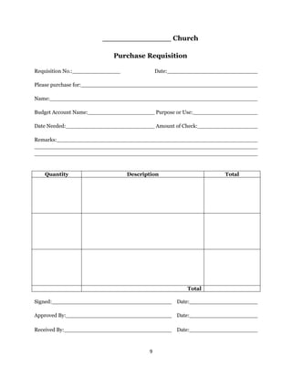 Policy and procedure manual church sample | PDF