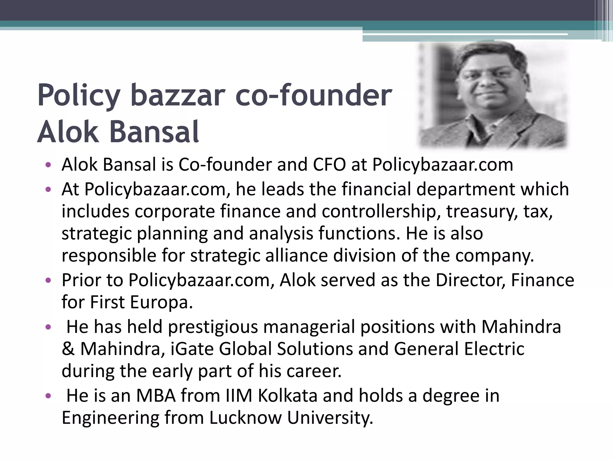 policy bazar.com journey its foundation | PPTX