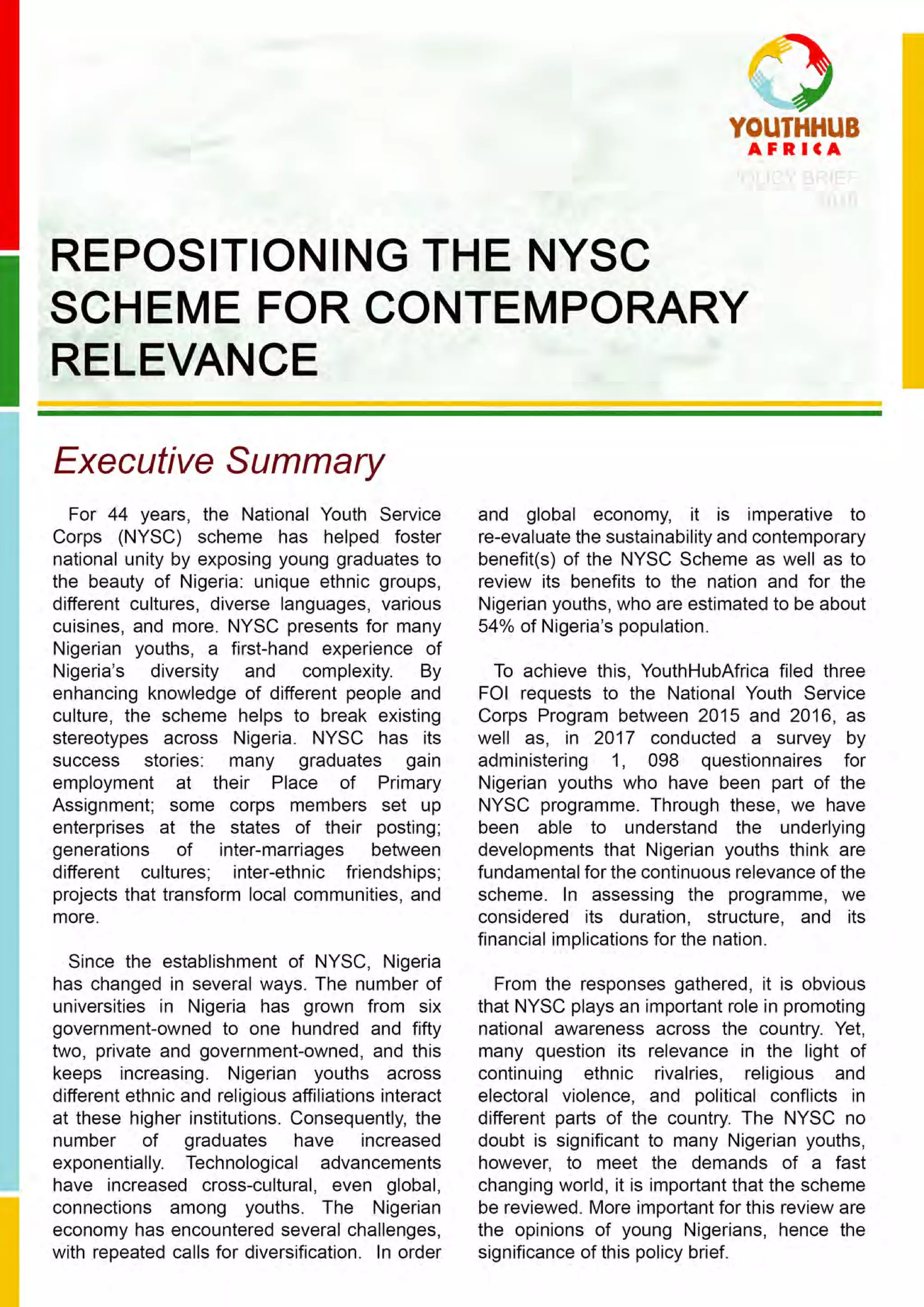 NYSC POLICY BRIEF | PDF