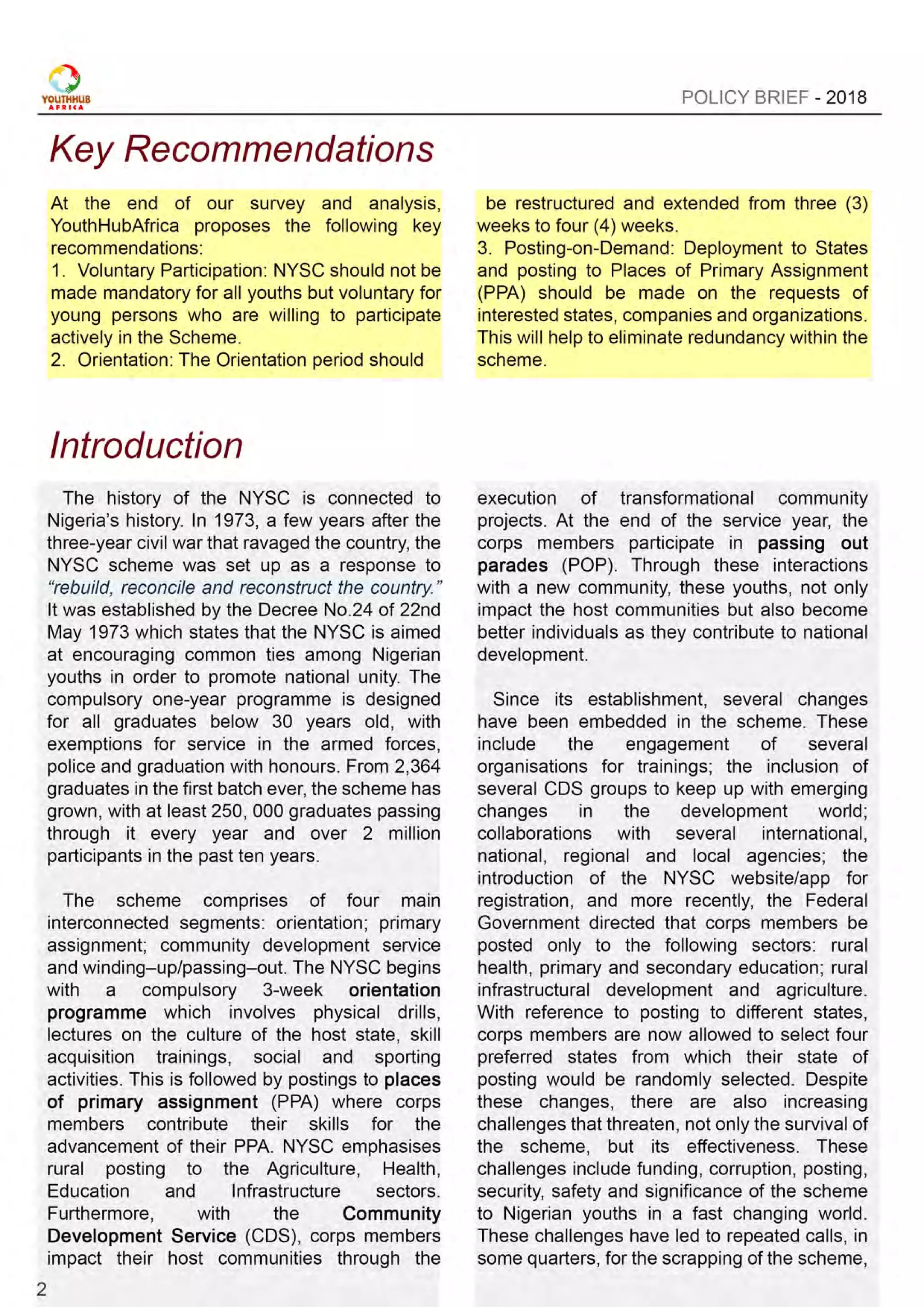 NYSC POLICY BRIEF | PDF