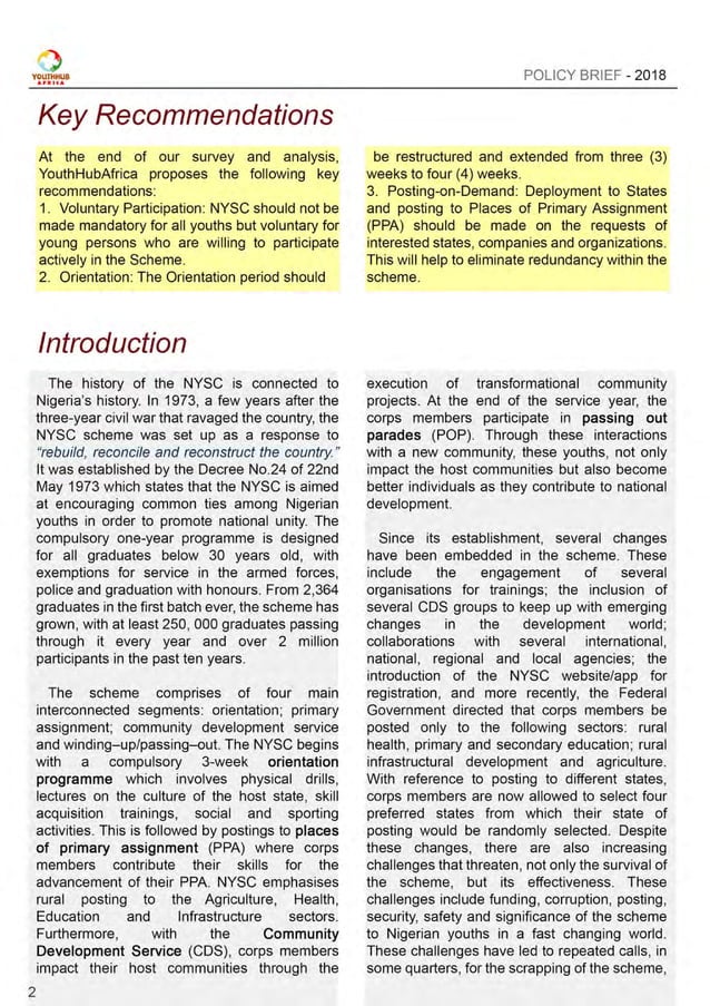 NYSC POLICY BRIEF | PDF