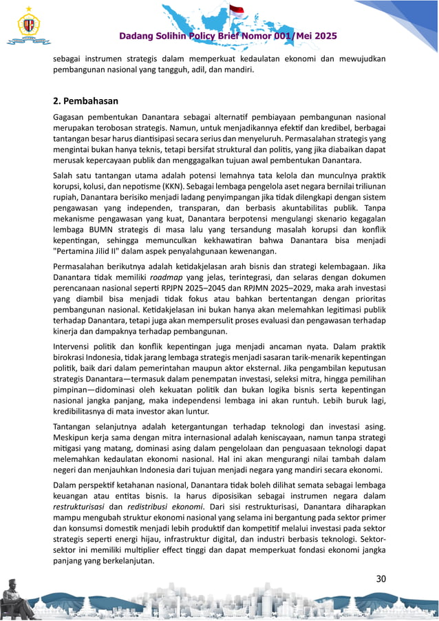 Dadang Solihin Policy Brief Nomor 001/Mei 2025 | PDF