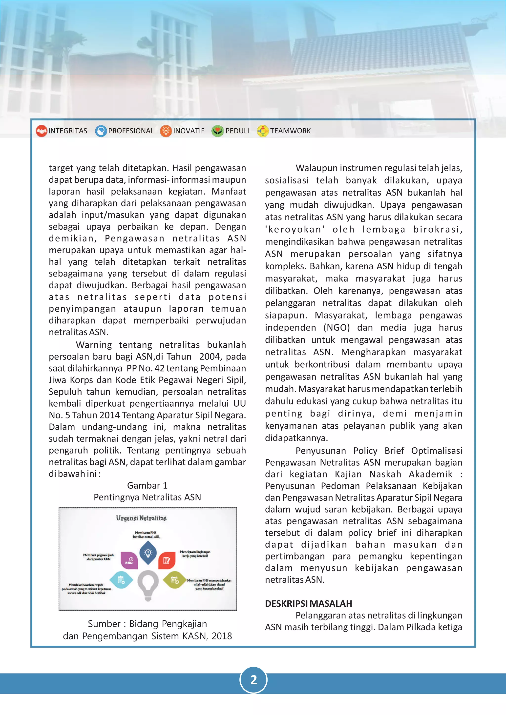 Policy Brief Optimalisasi Pengawasan Netralitas ASN | PDF