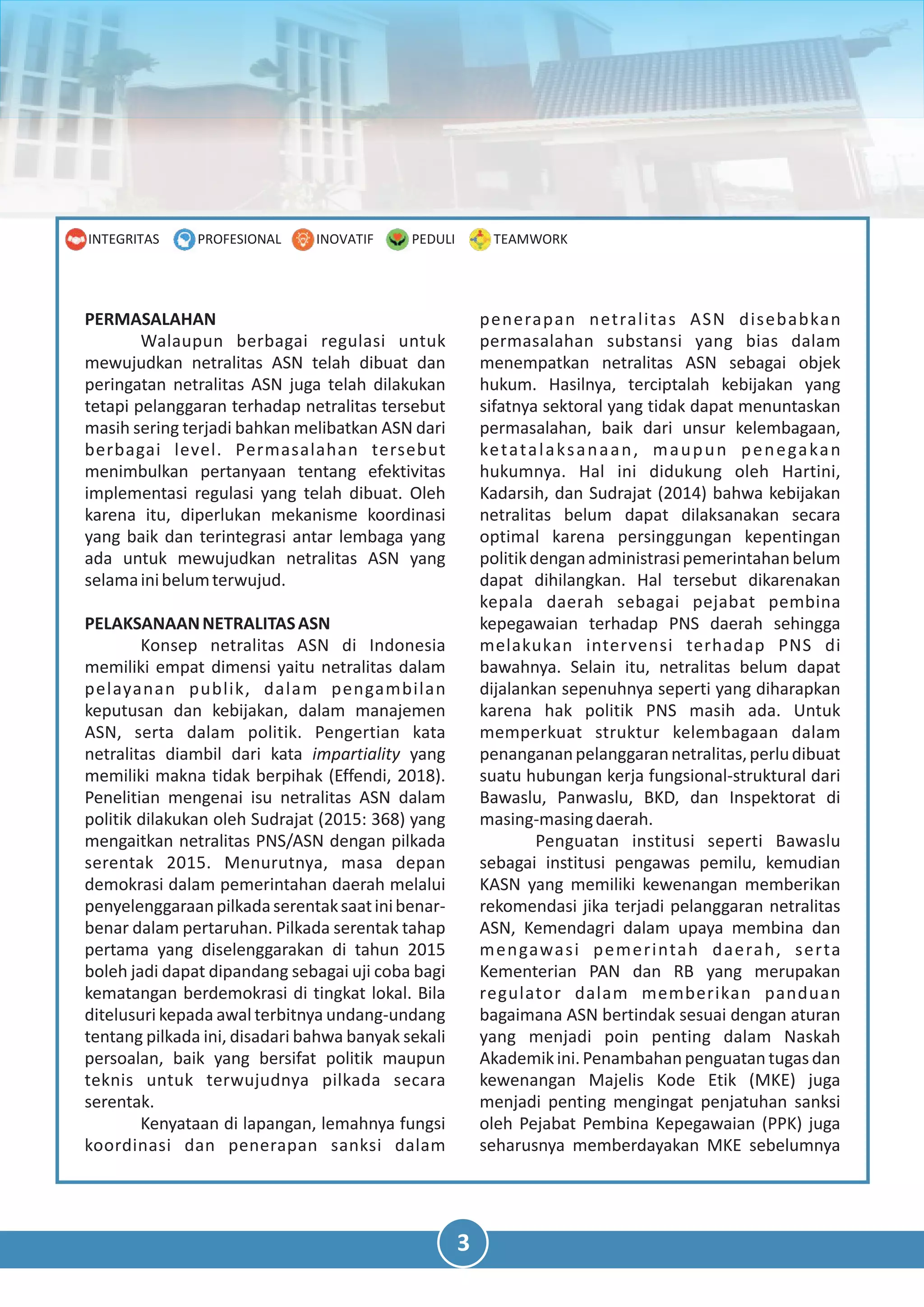 Policy Brief Pelaksanaan Kebijakan Netralitas ASN | PDF