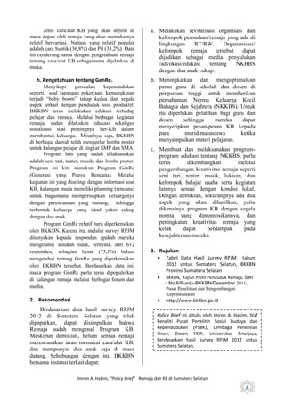 Policy brief remaja dan kb di sumatera selatan edit n posting | PDF