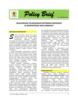 Policy brief sejauhmana pelaksanaan (pusat kajian manajemen kebijakan ...