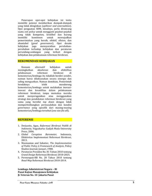 Policy brief sejauhmana pelaksanaan (pusat kajian manajemen kebijakan ... Policy brief sejauhmana pelaksanaan (pusat kajian manajemen kebijakan ...