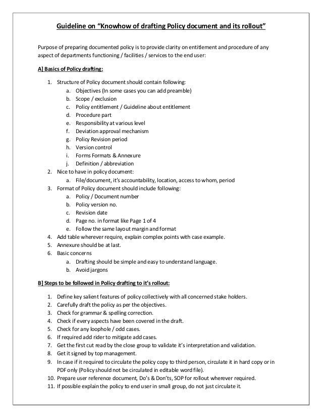 Guideline for Drafting HR Policy