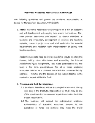 Policy for academic associates | PDF