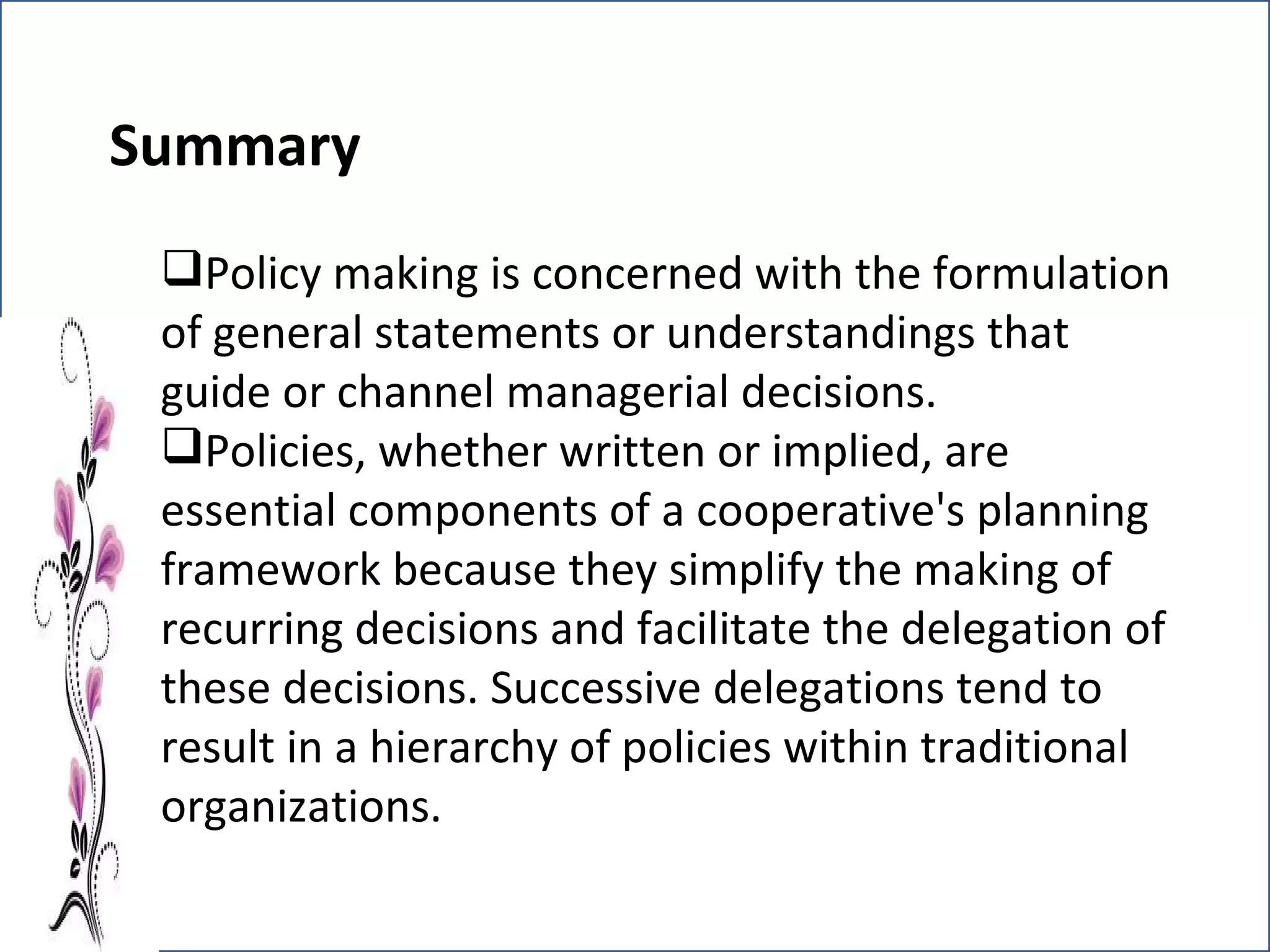 Policy Formulation for AR Cooperatives | PPT