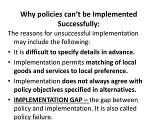 Policy, formulation, implementation and evaluation | PPTX