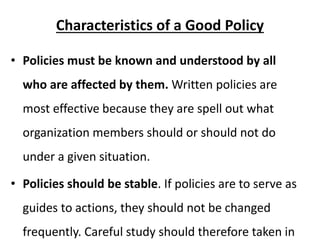 Policy, formulation, implementation and evaluation | PPTX