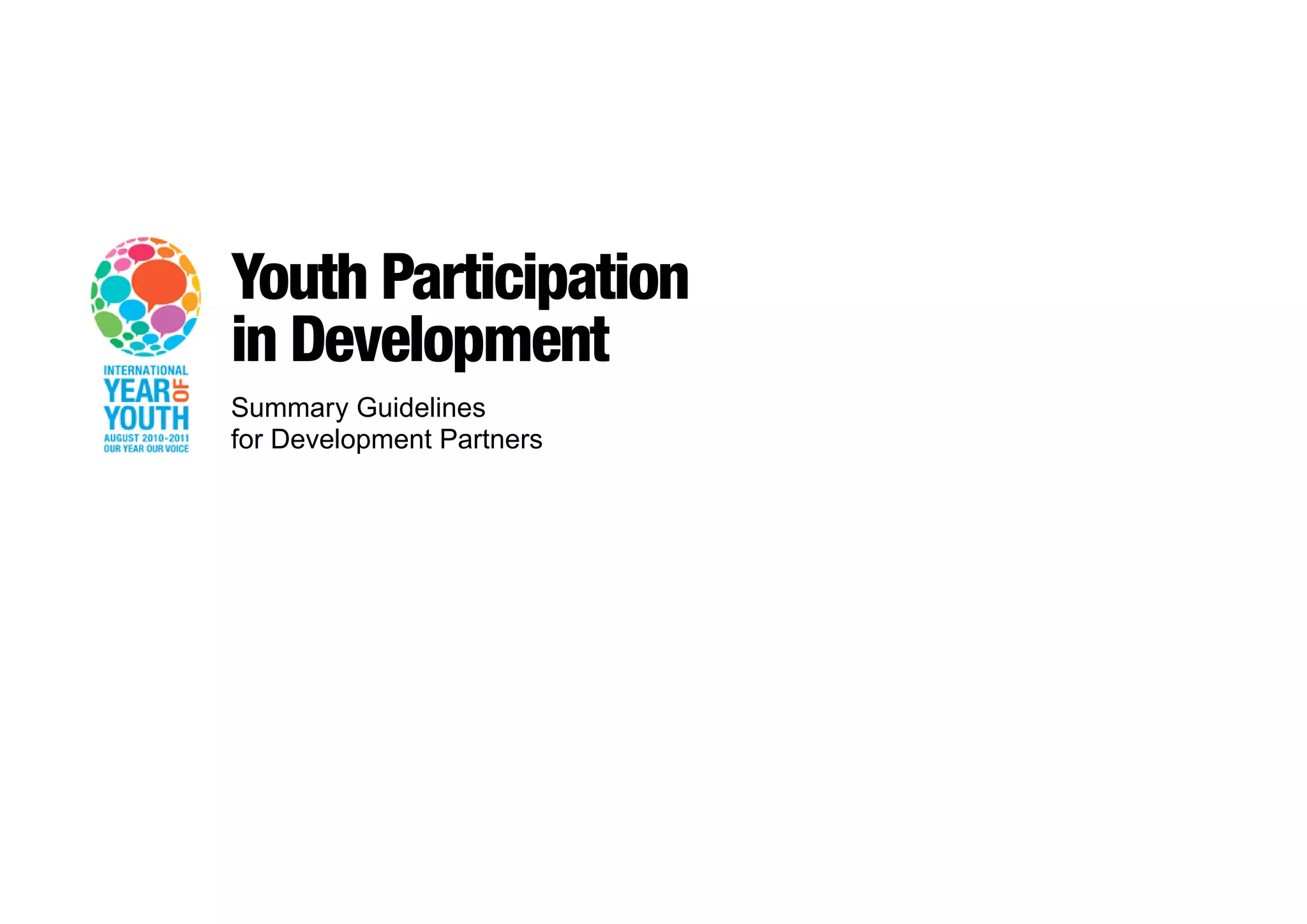 Youth Participation in Development - Summary Presentation | PDF