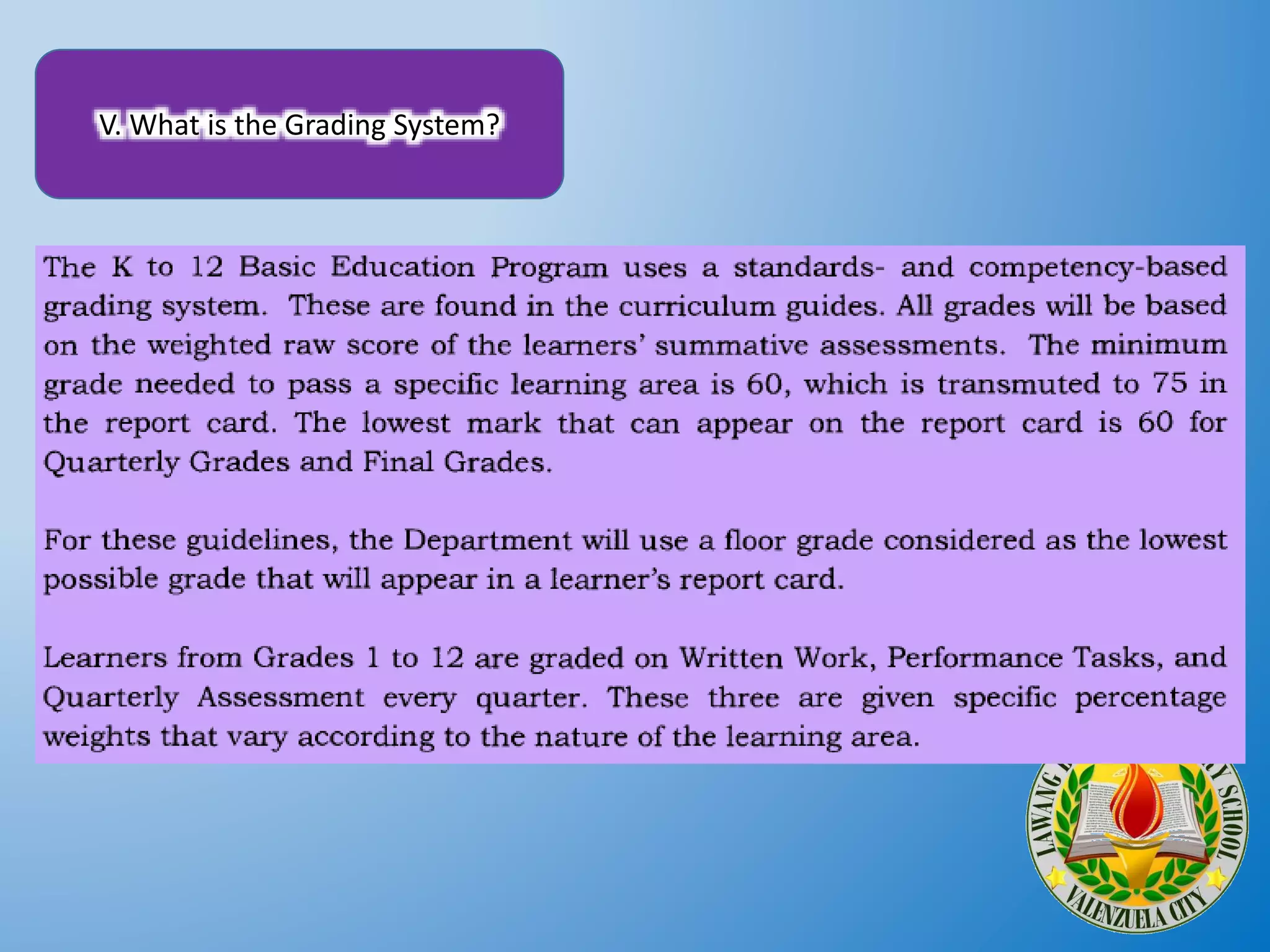 Policy guidelines on classroom assessment for the k to 12 basic ...