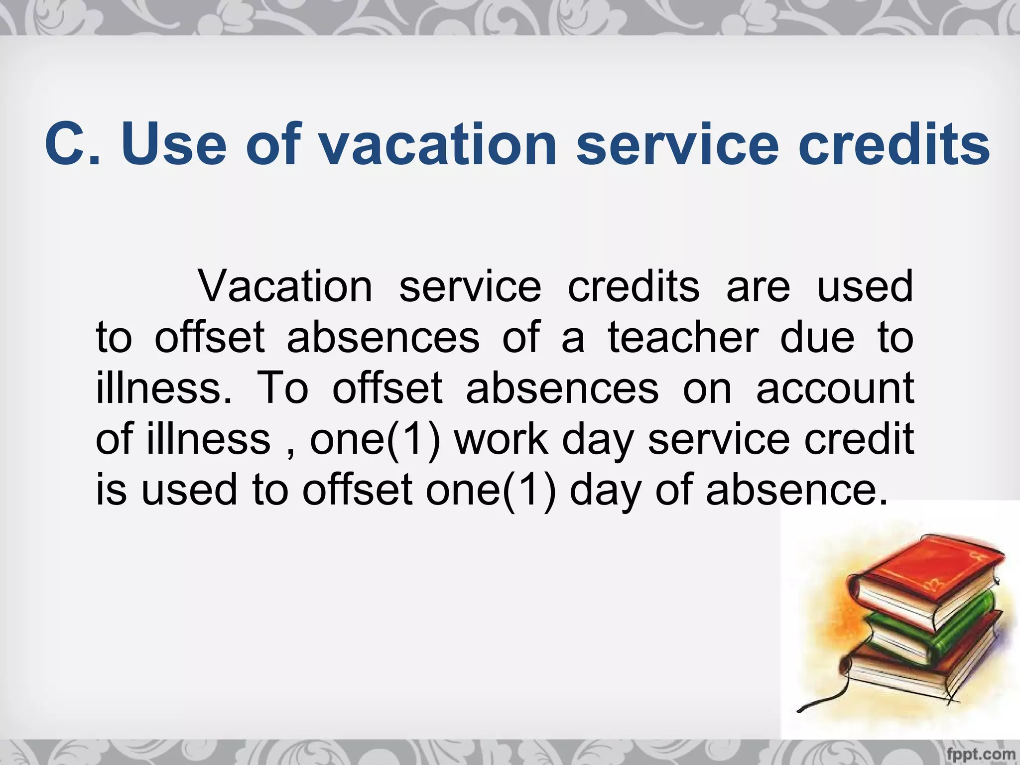Policy guidelines on the grant of vacation service credits to teachers ...