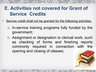 Policy guidelines on the grant of vacation service credits to teachers ...