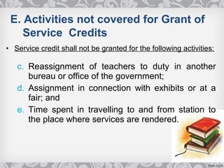 Policy guidelines on the grant of vacation service credits to teachers ...