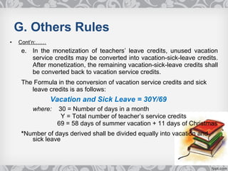 Policy guidelines on the grant of vacation service credits to teachers ...