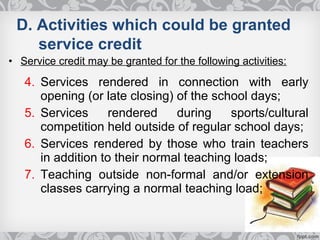Policy guidelines on the grant of vacation service credits to teachers ...