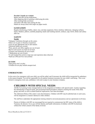 Policy handbook preschool | DOC | Daycare and Pre-School | Parenting