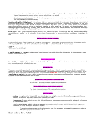 Policy handbook preschool | DOC | Daycare and Pre-School | Parenting