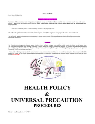 Policy handbook preschool | DOC | Daycare and Pre-School | Parenting