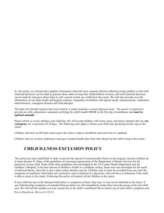 Policy handbook preschool | DOC | Daycare and Pre-School | Parenting