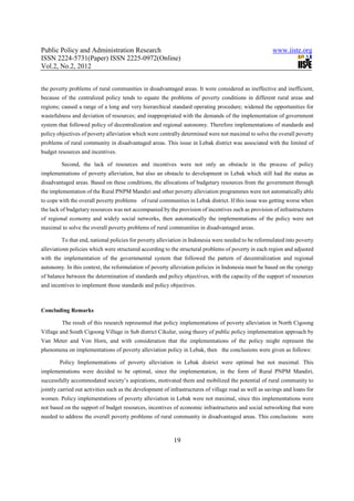 Policy implementation of poverty alleviation in lebak district of ...