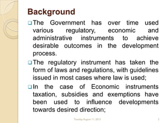 Policy instruments in practice. | PPT