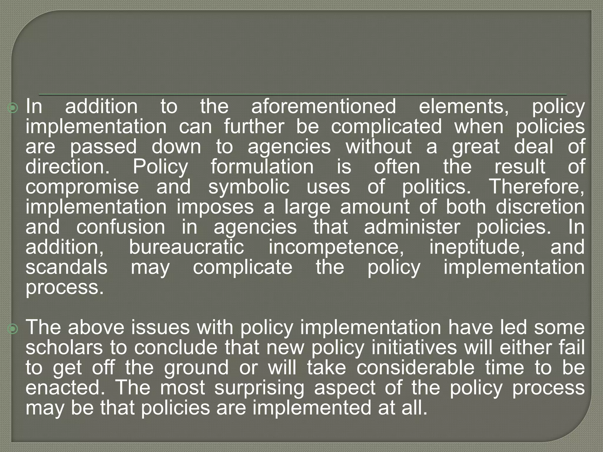Policy Making Processes: Policy Implementation and Policy Evaluation | PPTX