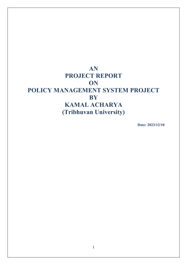 Policy management system project report.pdf | Operating Systems | Computer Software and Applications