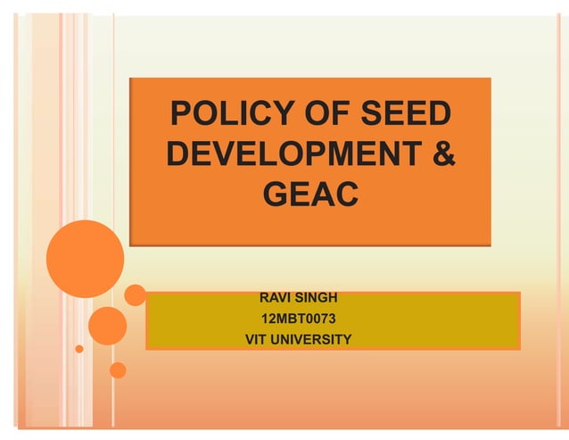 Policy of seed development | PPT