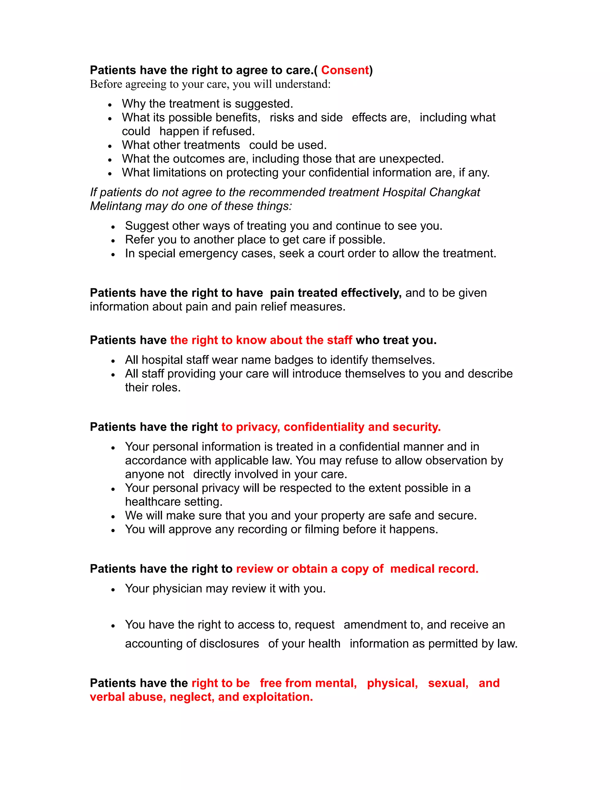 Policy on patients rights | DOC