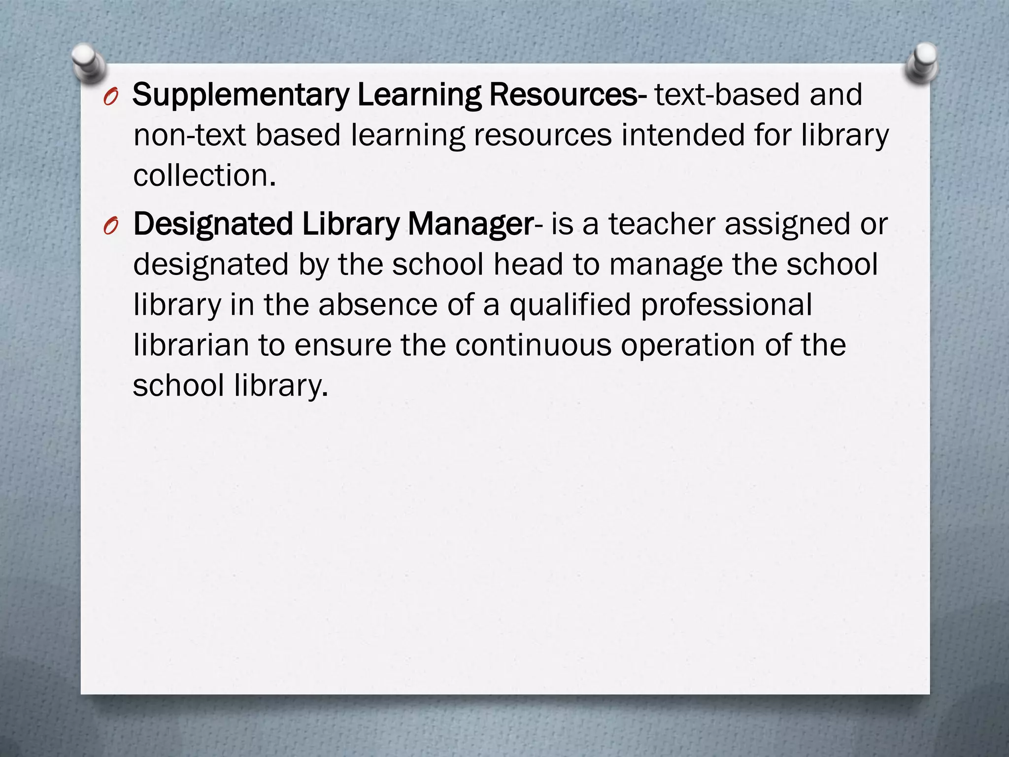 Policy on school library establishment, improvement, | PDF
