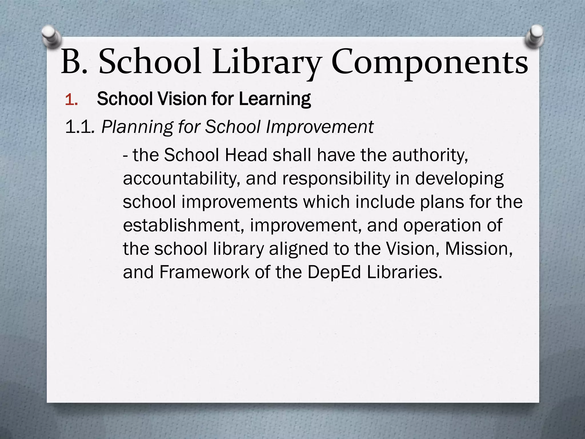 Policy on school library establishment, improvement, | PDF