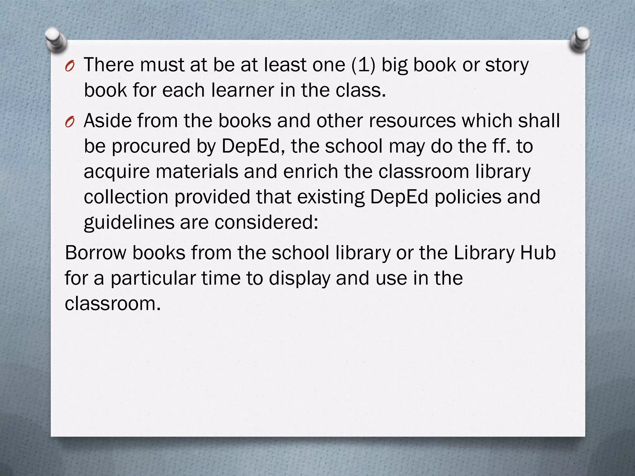 Policy on school library establishment, improvement, | PDF