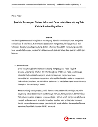 SID Mendukung Tata Kelola Desa | PDF