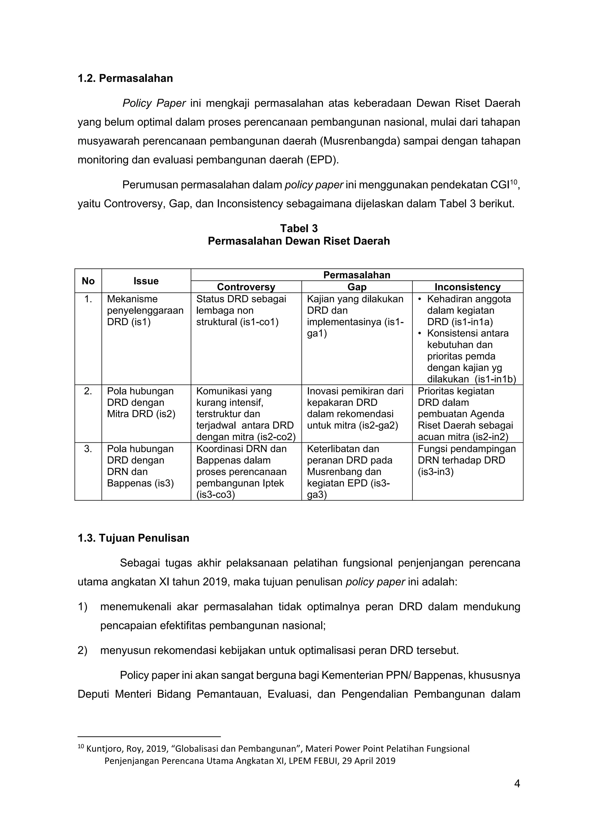 Policy Paper JFP Utama Bappenas: "Optimalisasi Peran Dewan Riset Daerah ...