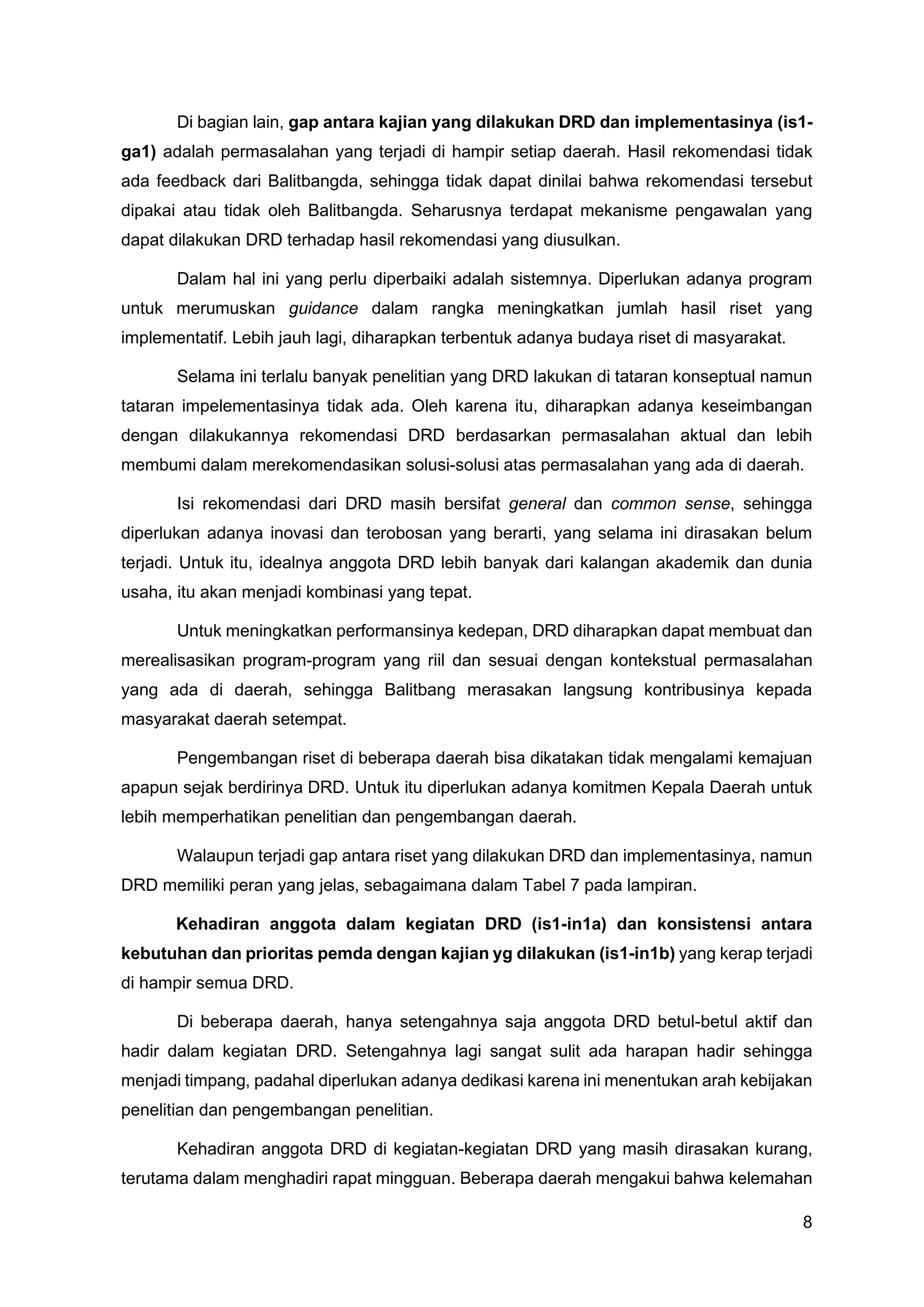 Policy Paper JFP Utama Bappenas: "Optimalisasi Peran Dewan Riset Daerah guna Efektifitas ...