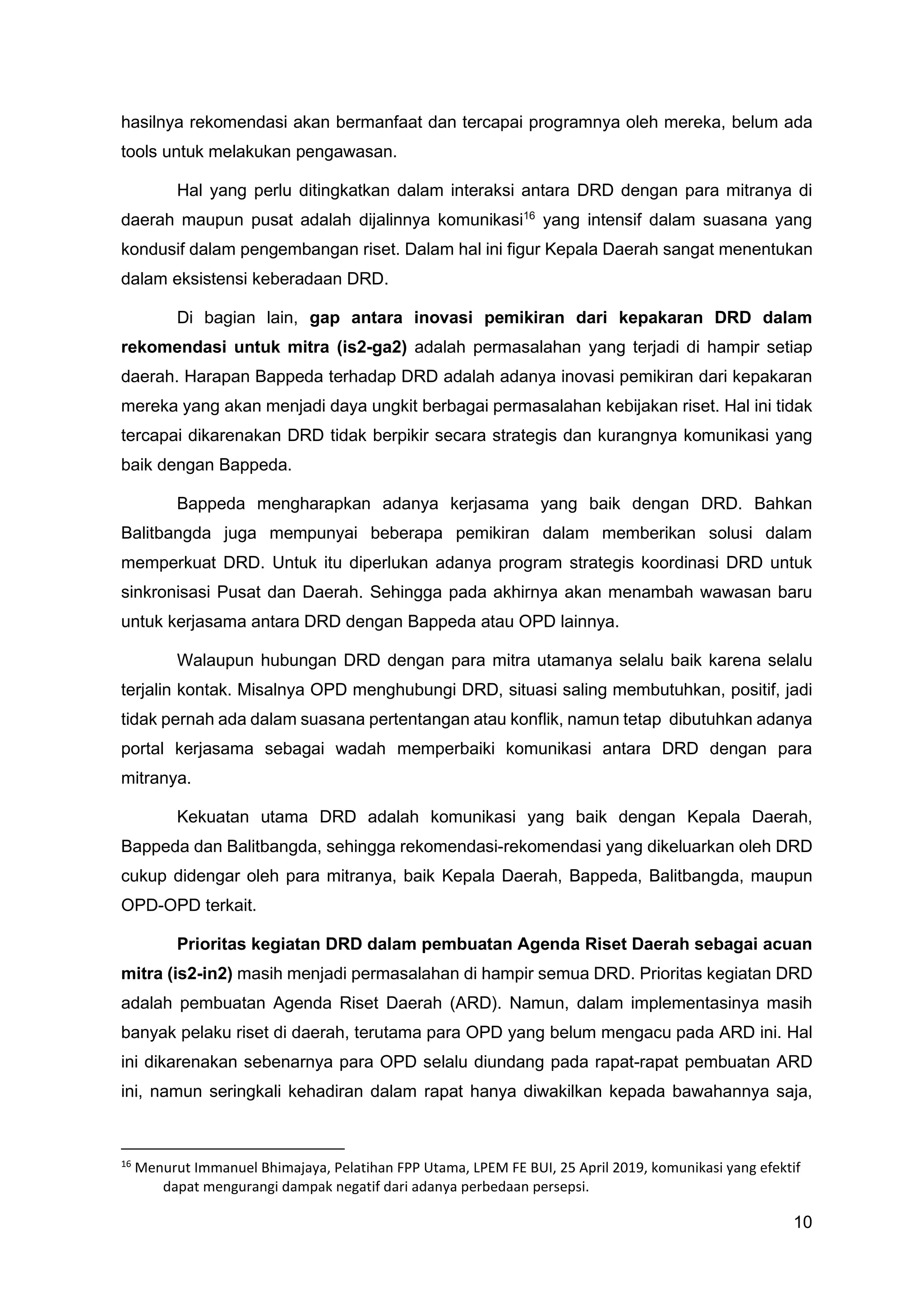 Policy Paper JFP Utama Bappenas: "Optimalisasi Peran Dewan Riset Daerah guna Efektifitas ...