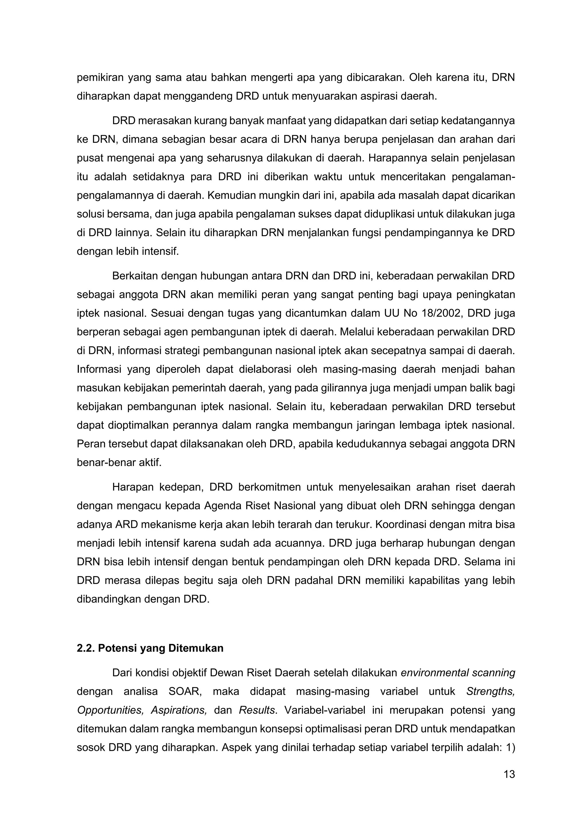 Policy Paper JFP Utama Bappenas: "Optimalisasi Peran Dewan Riset Daerah ...