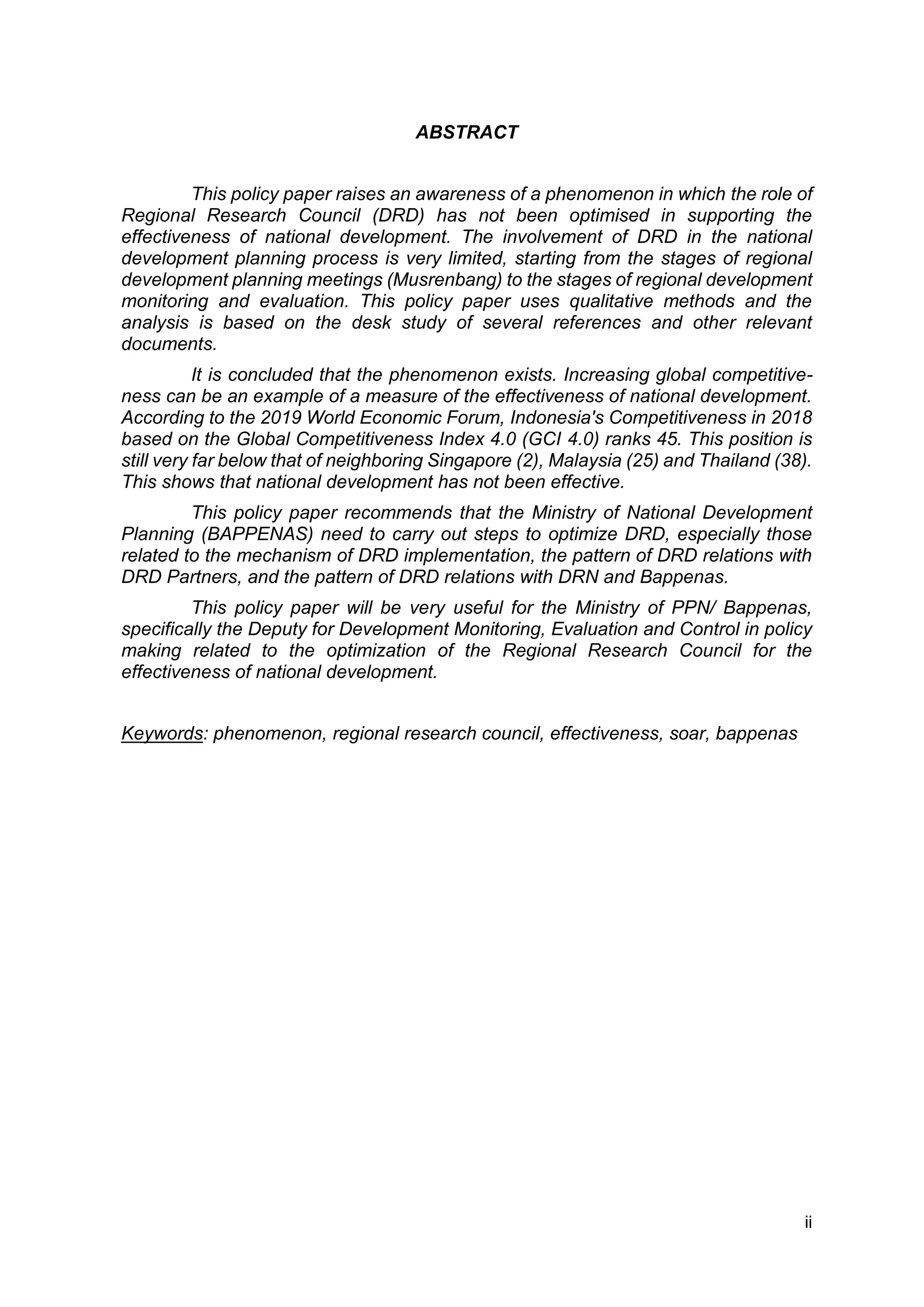 Policy Paper JFP Utama Bappenas: "Optimalisasi Peran Dewan Riset Daerah ...