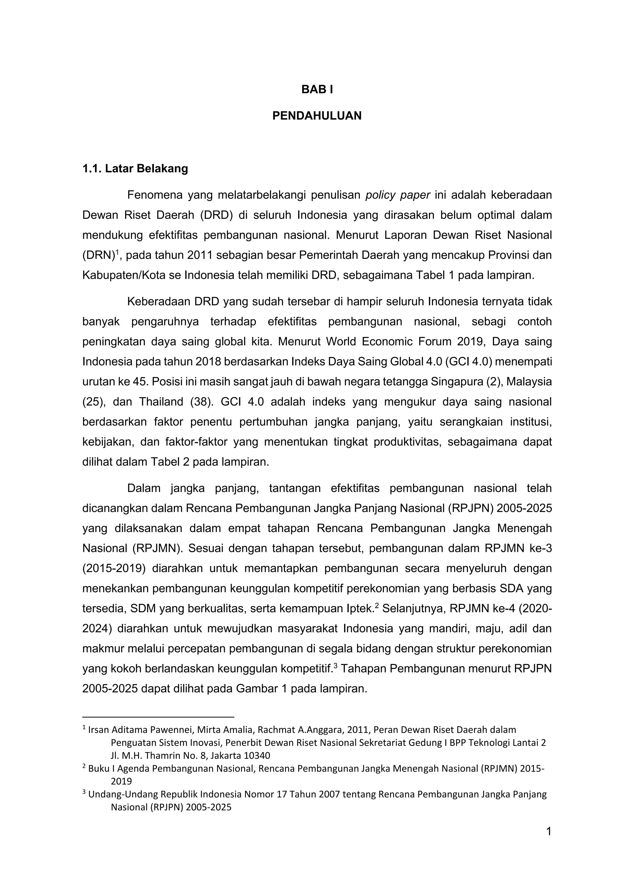 Policy Paper JFP Utama Bappenas: "Optimalisasi Peran Dewan Riset Daerah ...