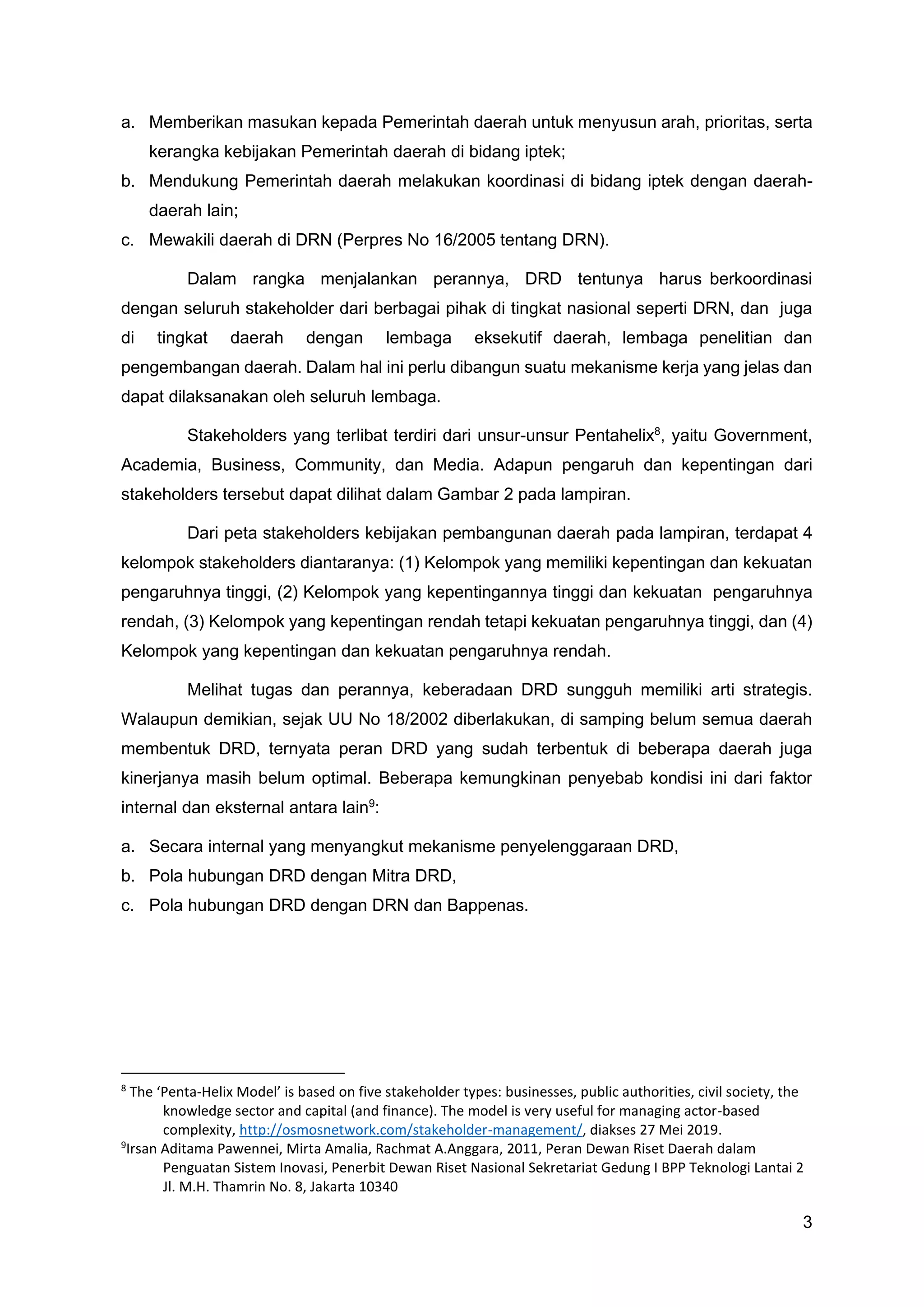 Policy Paper JFP Utama Bappenas: "Optimalisasi Peran Dewan Riset Daerah guna Efektifitas ...