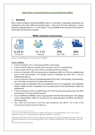 Policy Paper on Promoting Own Account Enterprises (OAEs) - Foundation ...