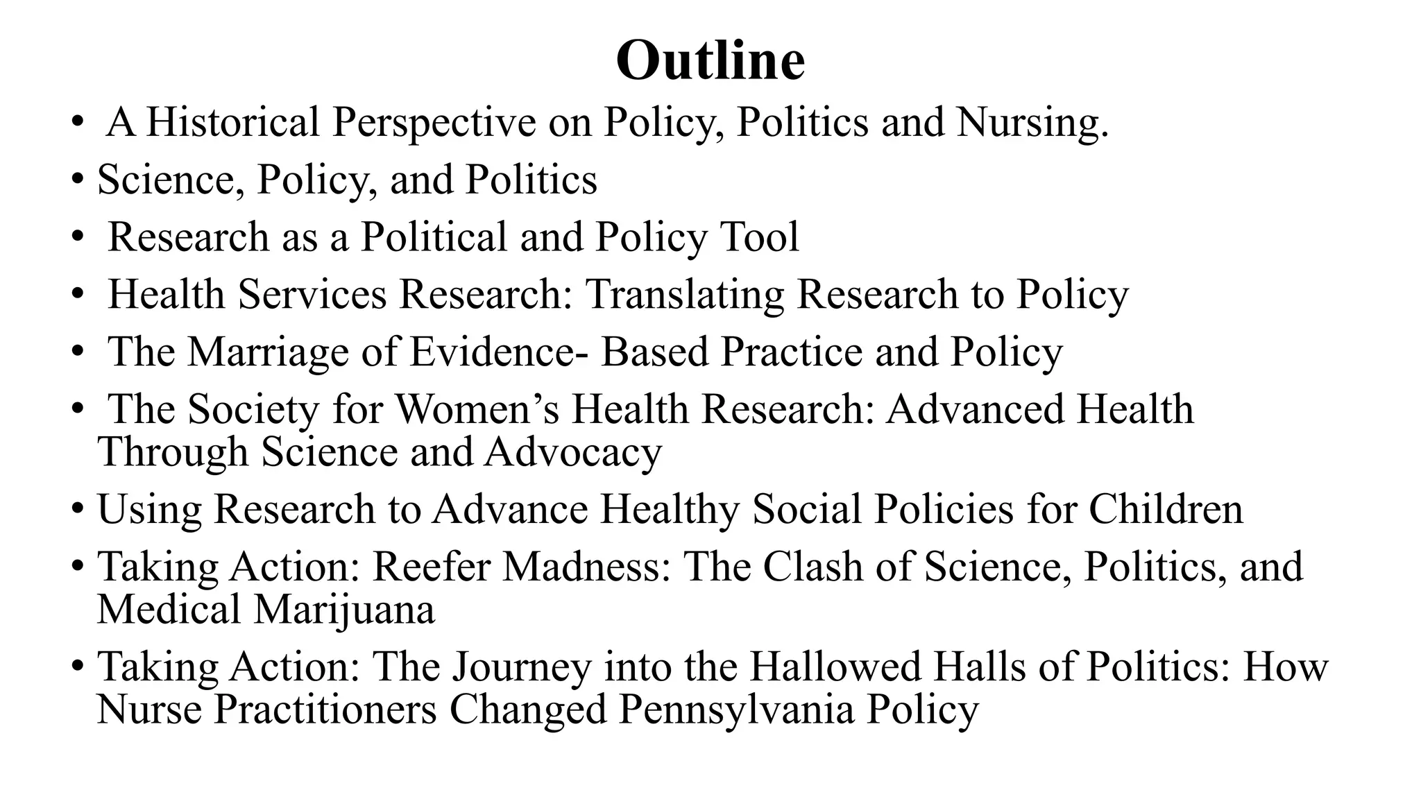 Policy, politics and nursing | PPTX
