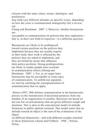 Policy Positions of Bureaucrats at the Front Lines Are They S.docx